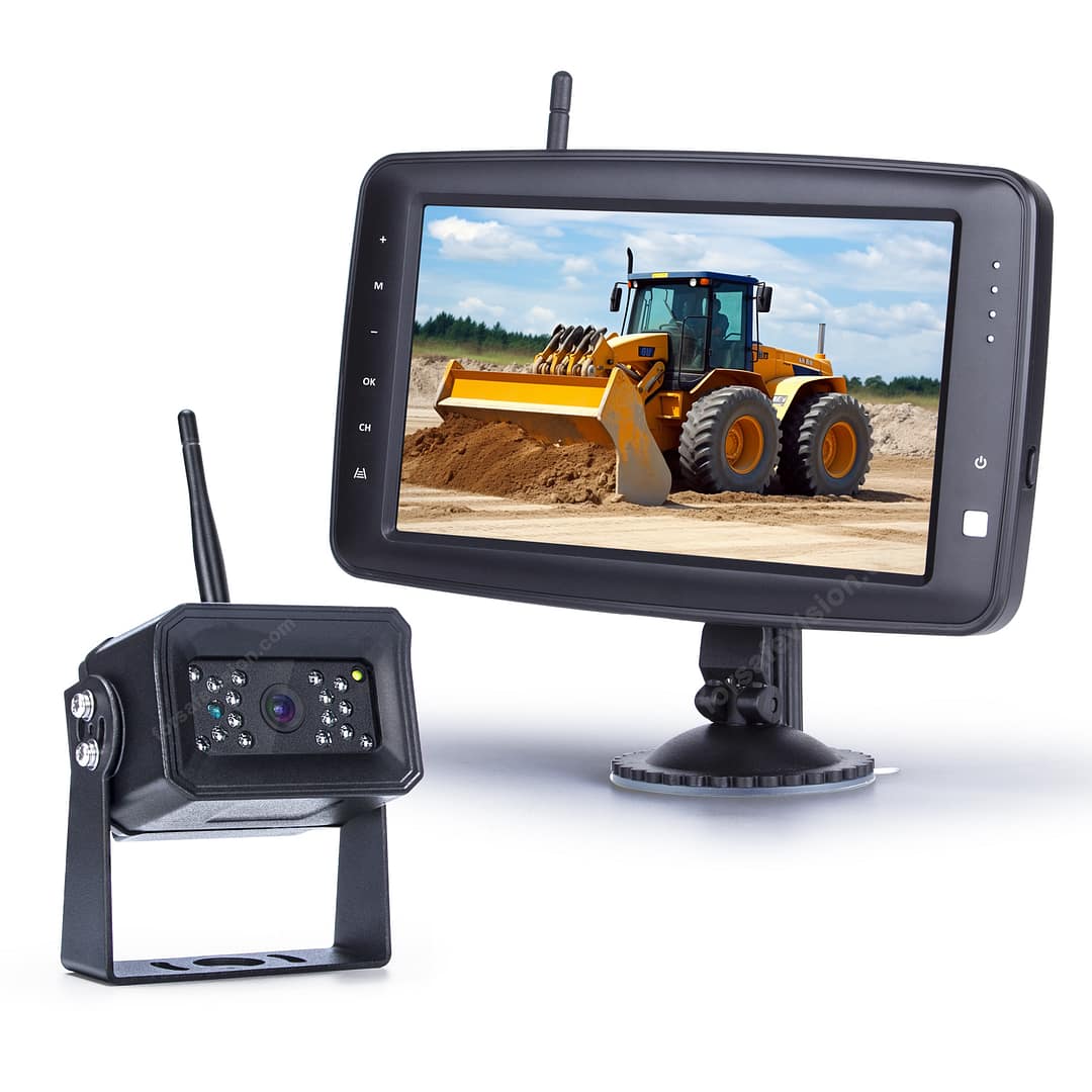 Wireless Rear View Camera System | 7" Quad View Display with Built-in DVR