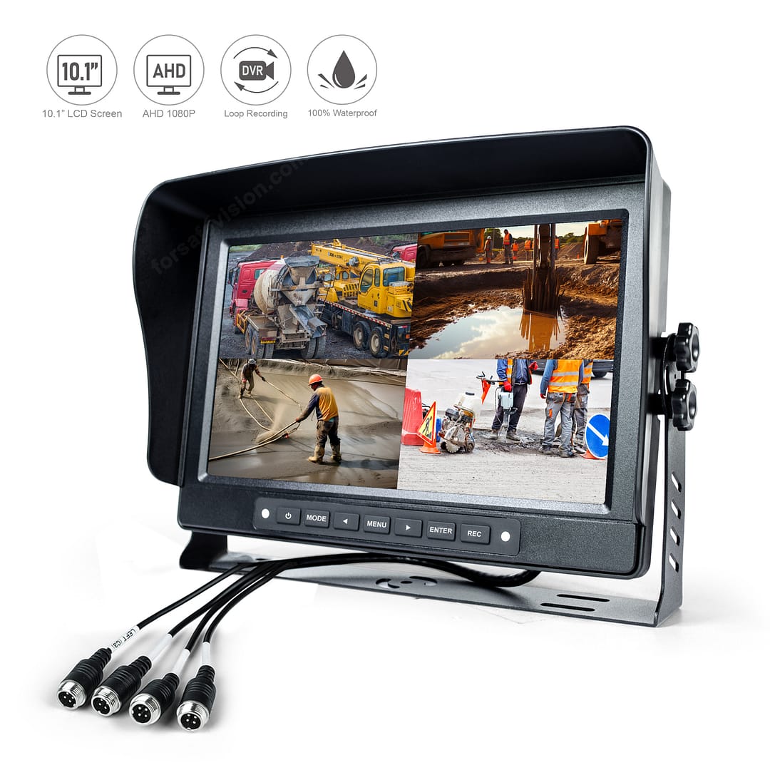 10.1" AHD waterproof monitor Built-in quad DVR system