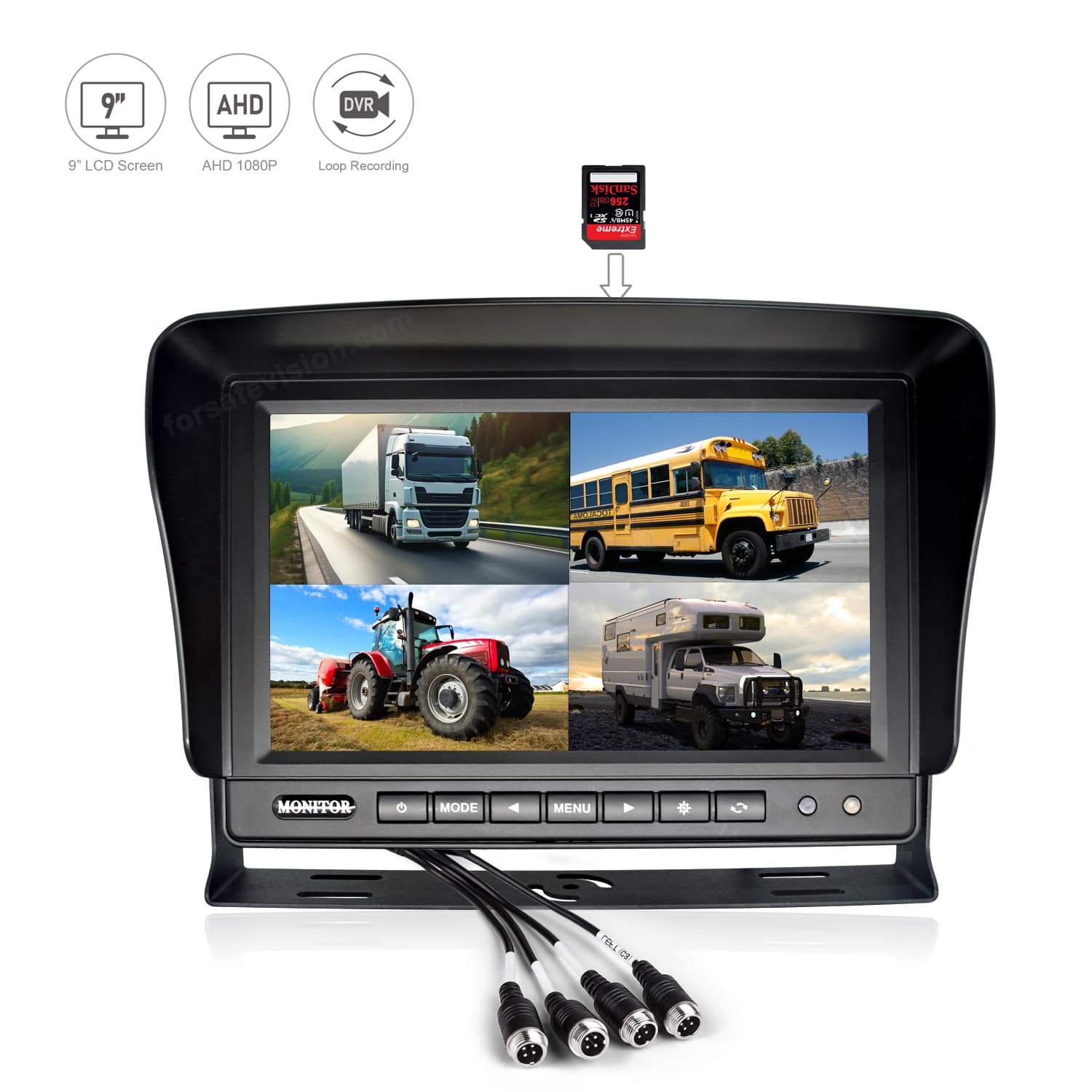 9" AHD monitor Built-in quad DVR system - Forsafe